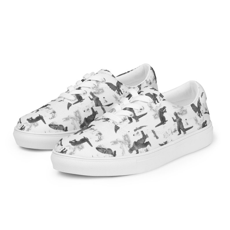 Godzilla Sneakers Godzilla Shoes Mens Canvas Shoes Black - Etsy