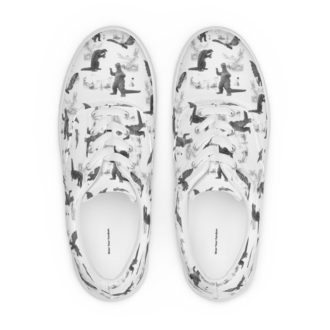 Godzilla Sneakers Godzilla Shoes Mens Canvas Shoes Black - Etsy