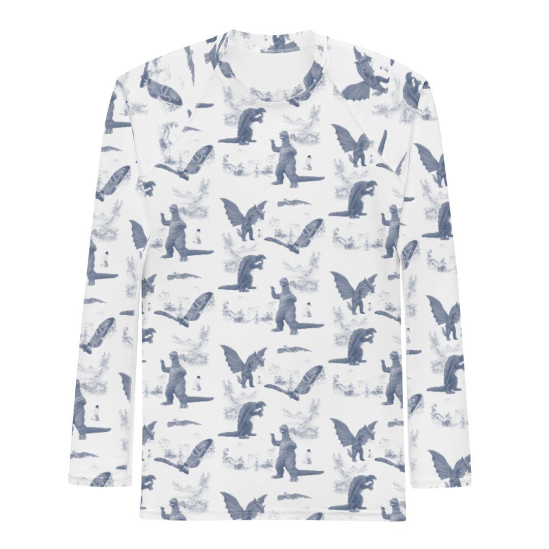 Godzilla Rash Guard Shirt, Blue, Mothra, King Ghidorah, and Gamera Long ...