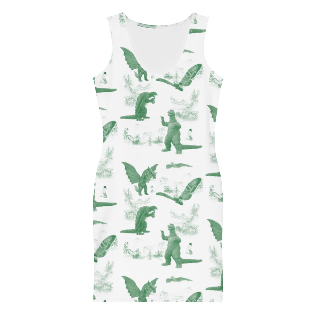 Godzilla Dress, Green, Fitted Knit Dress, King of Monsters, Mothra ...