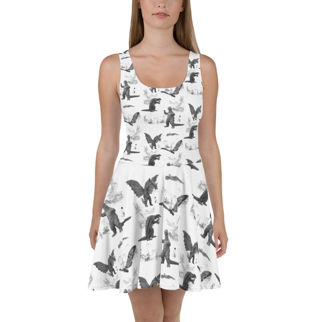 Godzilla Skater Dress Black Mothra King Ghidorah Gamera - Etsy