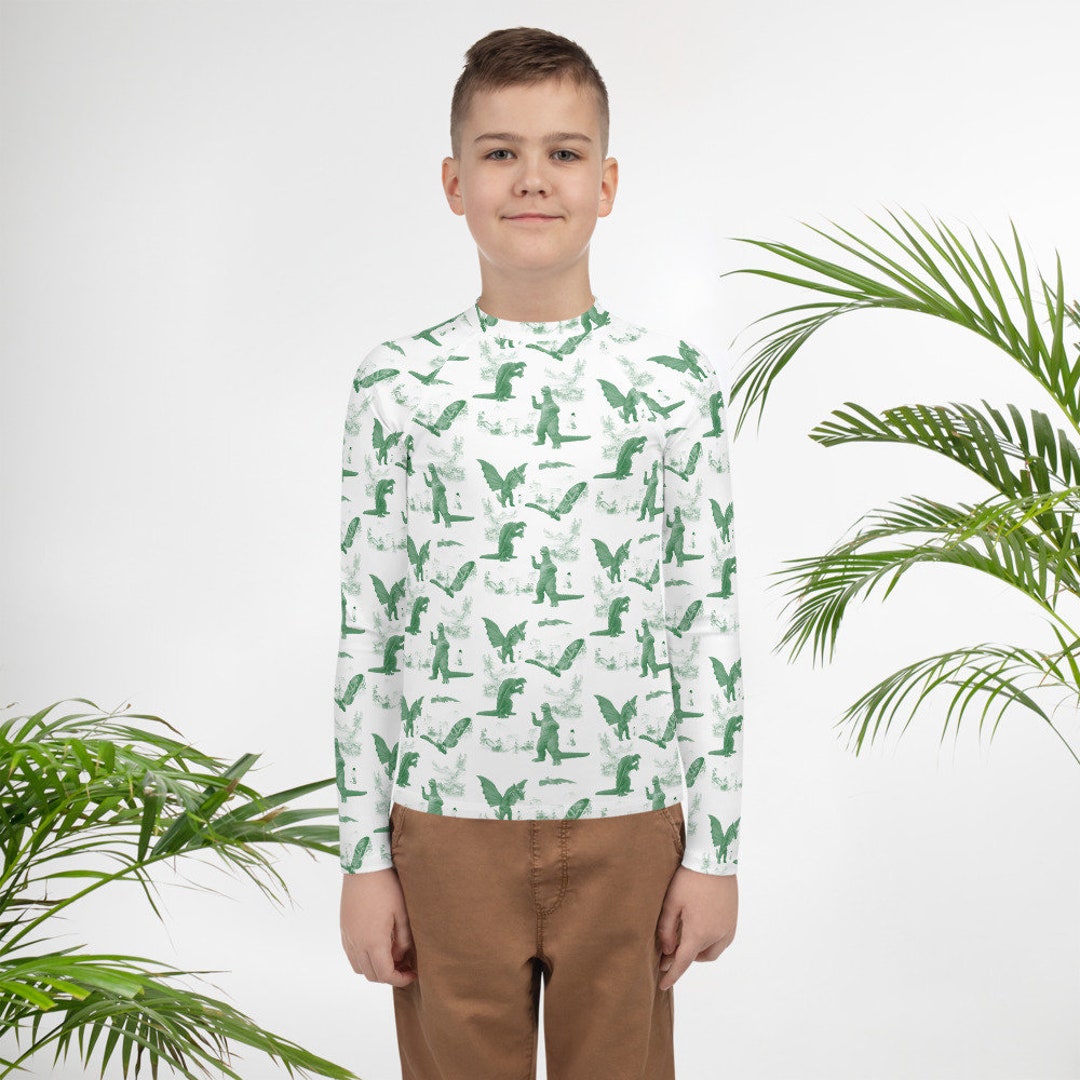 King of Monsters Youth Rash Guard Green Godzilla, Gamera, King Ghidorah ...