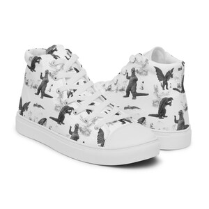 Godzilla Sneakers, Godzilla Shoes Mens High Top Canvas Shoes, Black ...