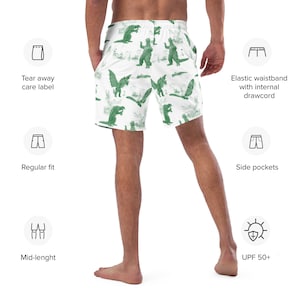 Godzilla Men's Swim Trunks, Size XXS to 6XL, Green, King Ghidorah ...