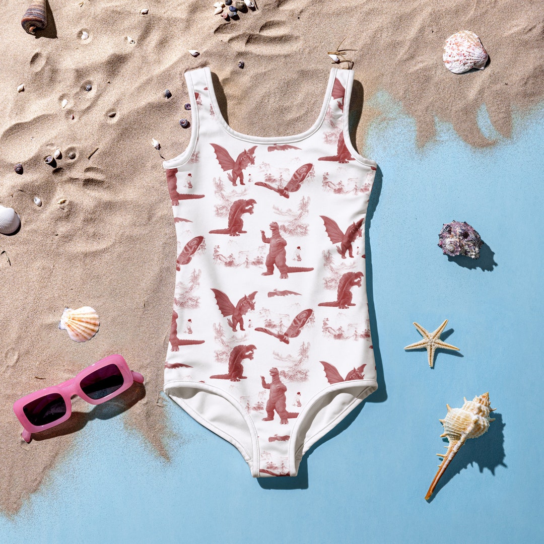 King of Monsters Childs Swimsuit, Red, Godzilla, Gamera, King Ghidorah ...