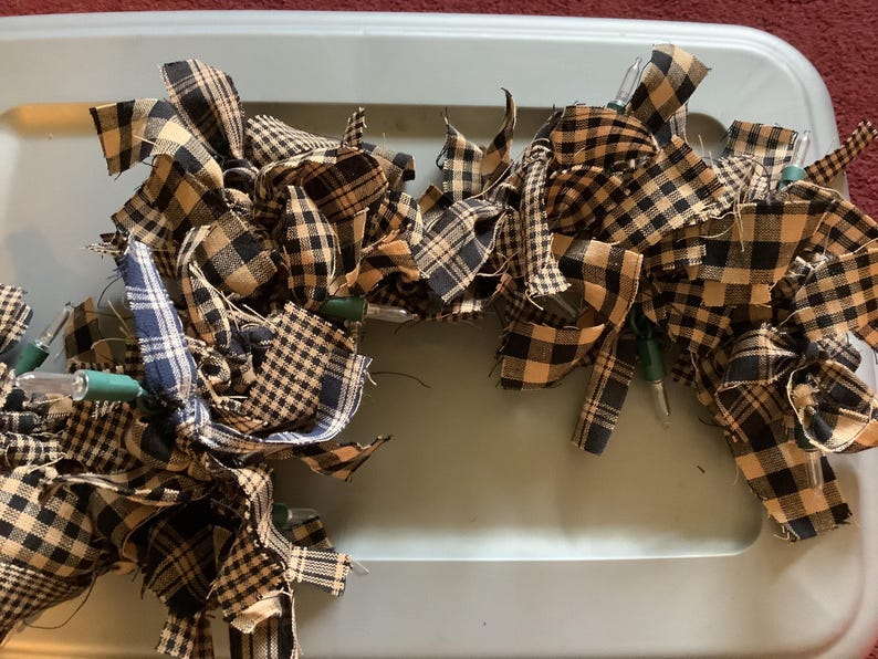 Three Foot Rag Garland Black and Tan With Lights - Etsy
