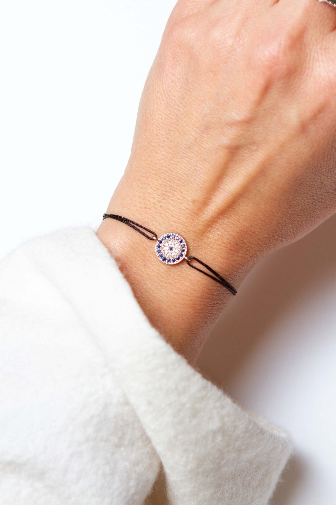 Silber Swarovski Kristall 8mm Evil Eye Armband Etsy