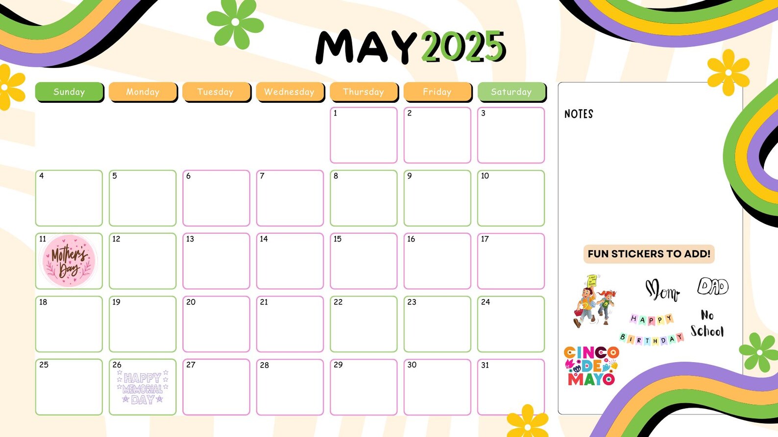 2025 Fun Design Co-parenting Calendar | Fully Editable Canva Download ...