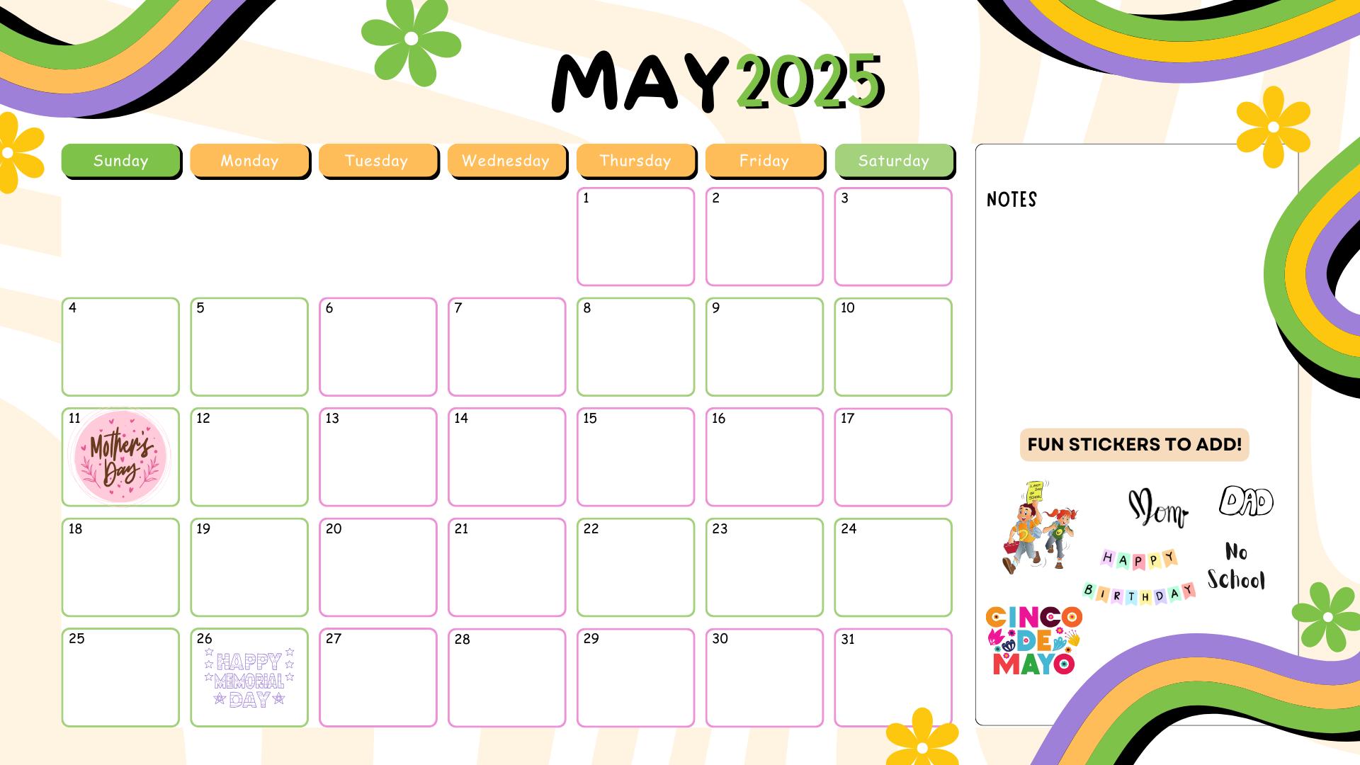 2025 Fun Design Co-parenting Calendar | Fully Editable Canva Download ...