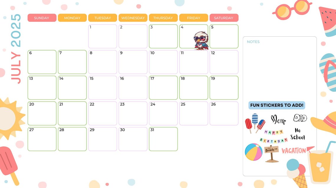 2025 Fun Design Co-parenting Calendar | Fully Editable Canva Download ...