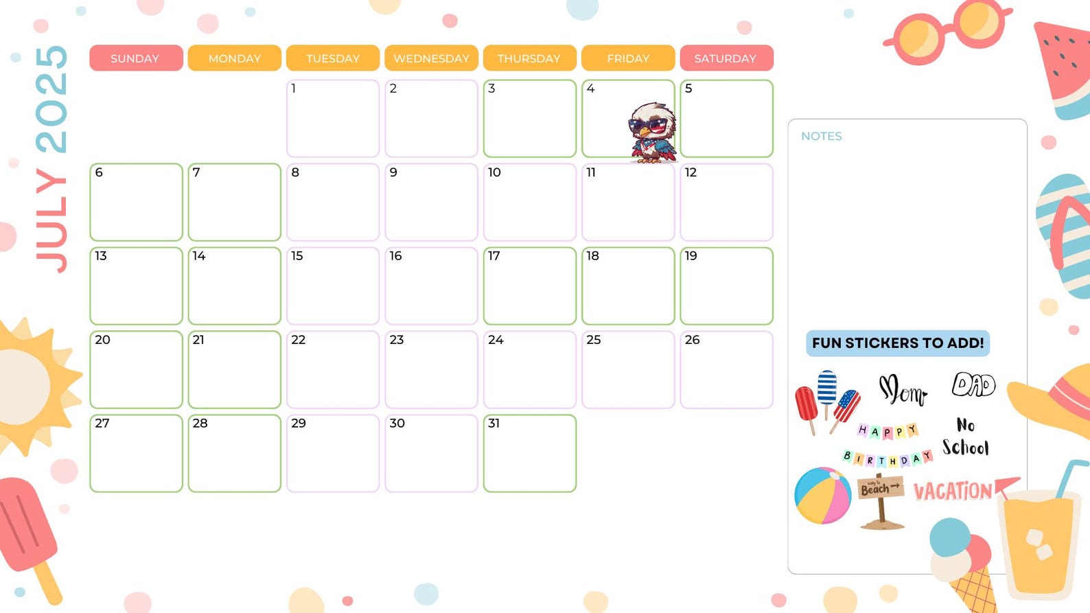 2025 Fun Design Co-parenting Calendar | Fully Editable Canva Download ...