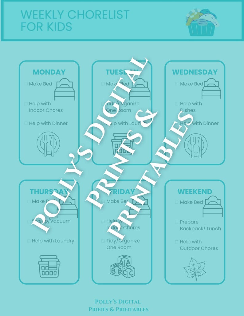 Printable Weekly Chore List for Kids of All Ages Flexible, Fun, PDF ...