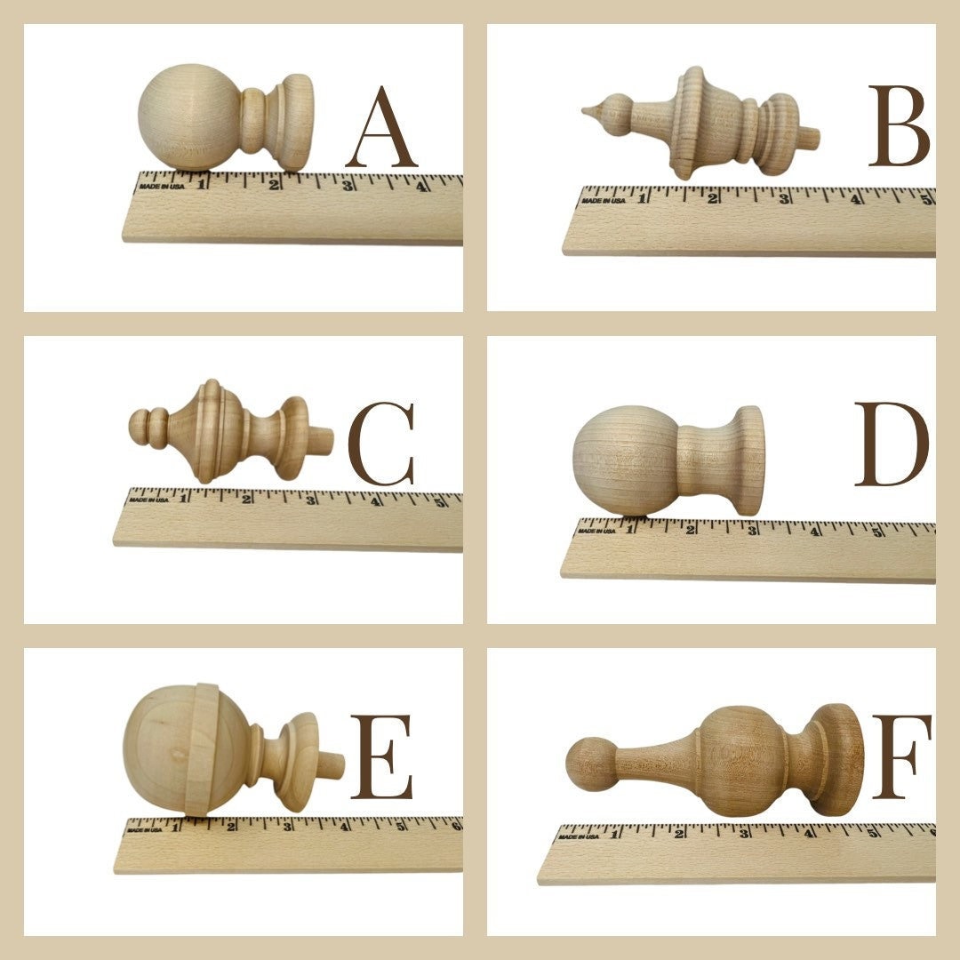 Wooden Finials Decorative Accents Wood Finial Furniture Curtain Rod ...