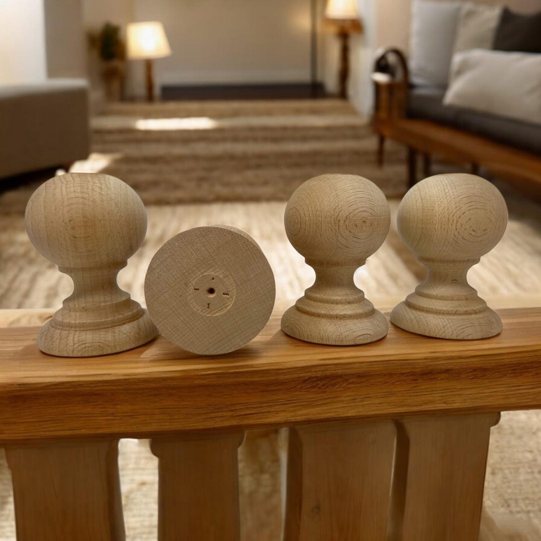QTY 1- 4" Wood Finials, Bedpost Finial, Chair Finial, Jar Tops, Curtain Rod Ends, Furniture ...