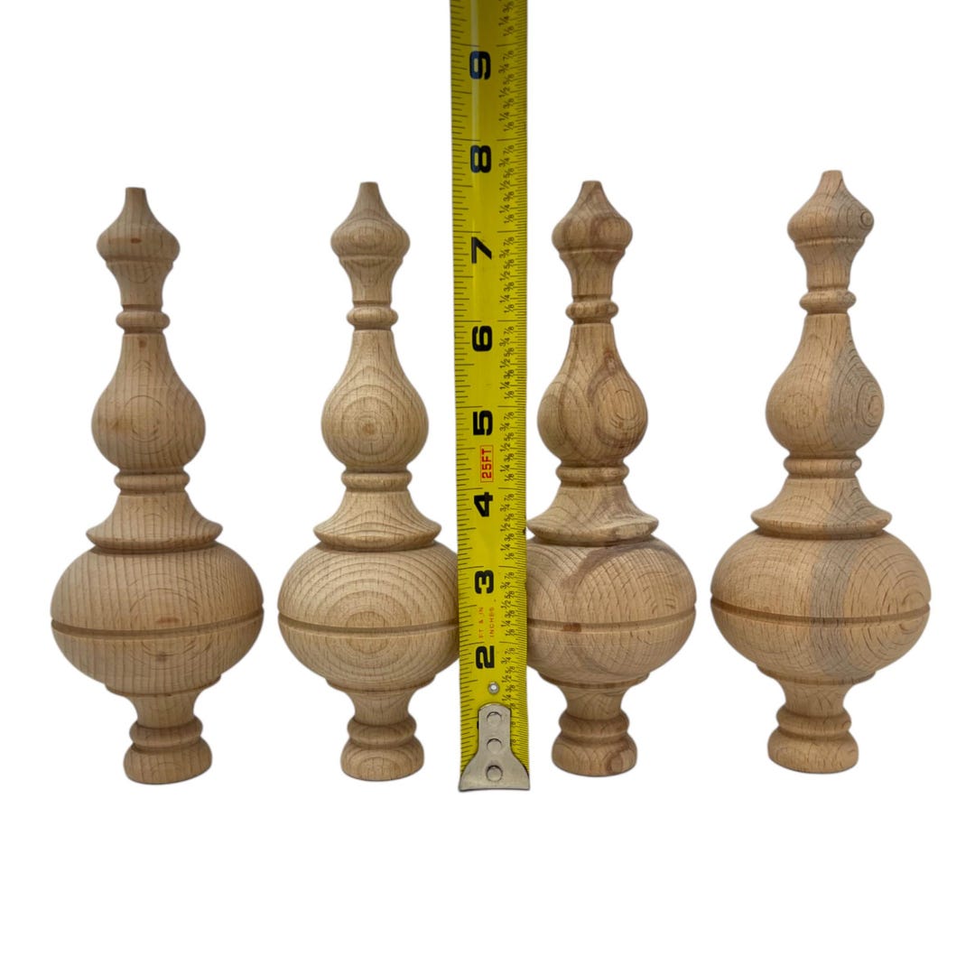 QTY 1- 8" Wood Finials, Bedpost Finial, Chair Finial, Jar Tops, Curtain ...