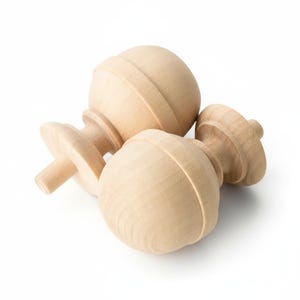 Natural Wood Finials Curtain Rod End Caps Finial Clock Decorative ...