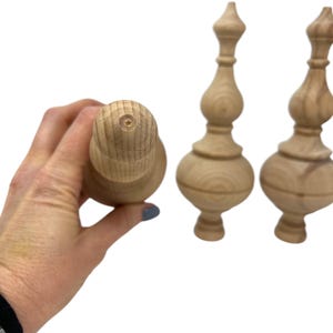 QTY 1- 8" Wood Finials, Bedpost Finial, Chair Finial, Jar Tops, Curtain ...