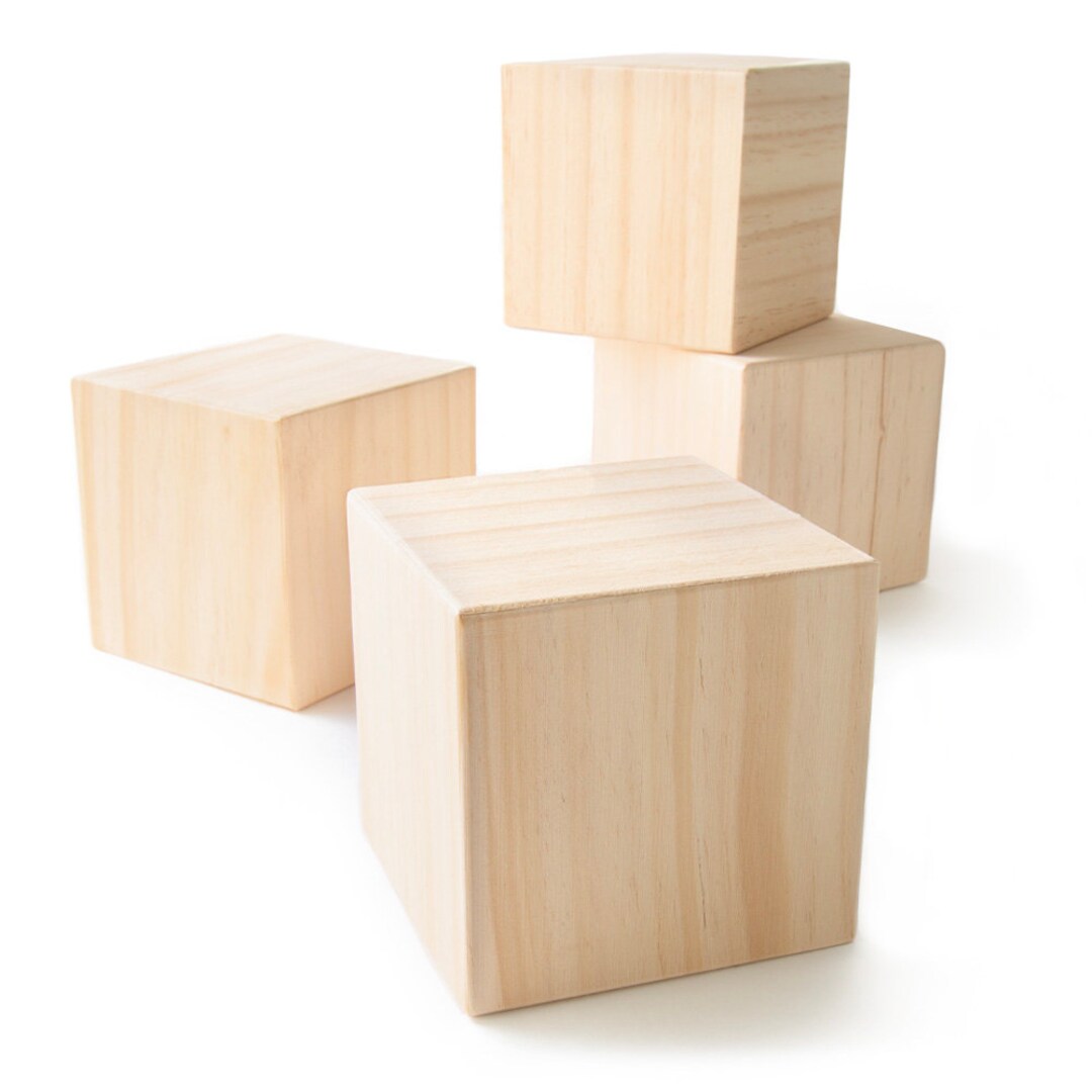 QTY 1- 5" & 6" Wood Blocks, Picture Blocks, Wood Cubes, Baby Shower ...