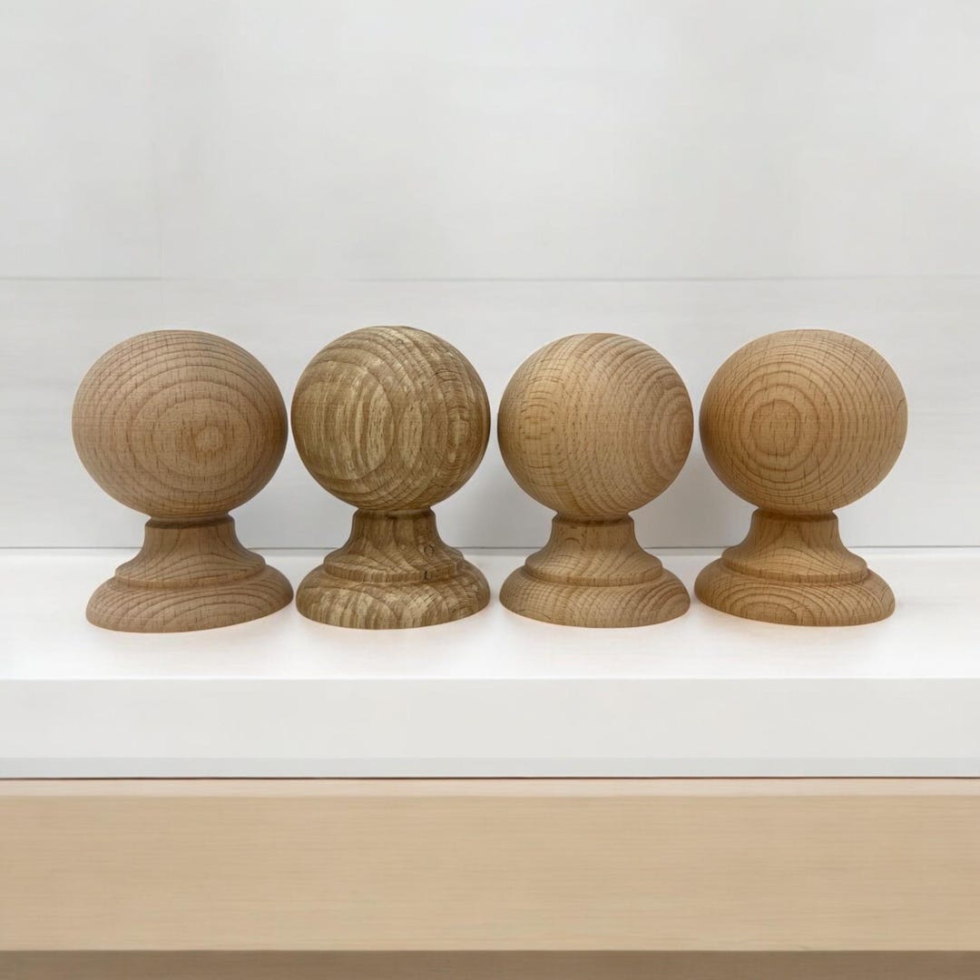 QTY 1- 4" Wood Finials, Bedpost Finial, Chair Finial, Jar Tops, Curtain ...