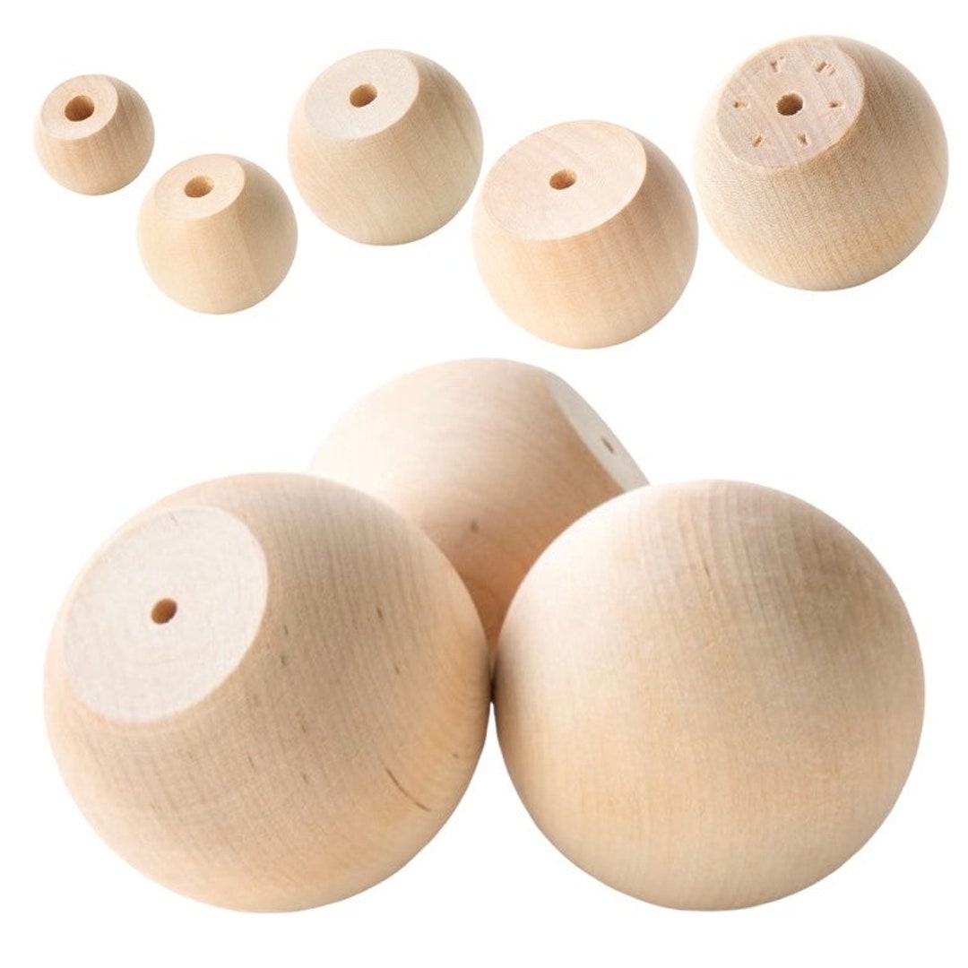 QTY 10- Wood Ball Knobs, Doll Heads, Dresser Knobs, Furniture Knobs, Crafting Knobs, Ball Knobs ...