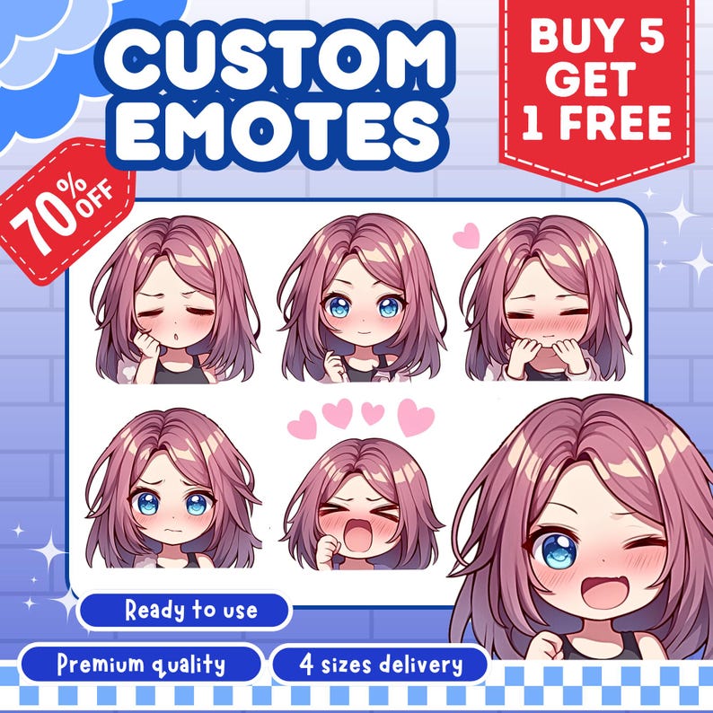 Custom Vtuber Emotes, Twitch Emotes, Twitch Emote for Streamer, YCH ...