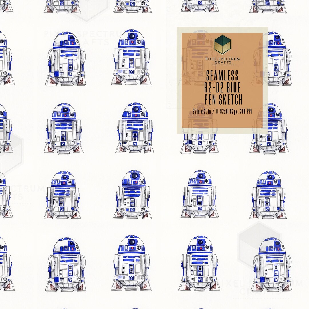 R2-D2 Star Wars Seamless Pattern: Pen Ink Digital Design (digital ...