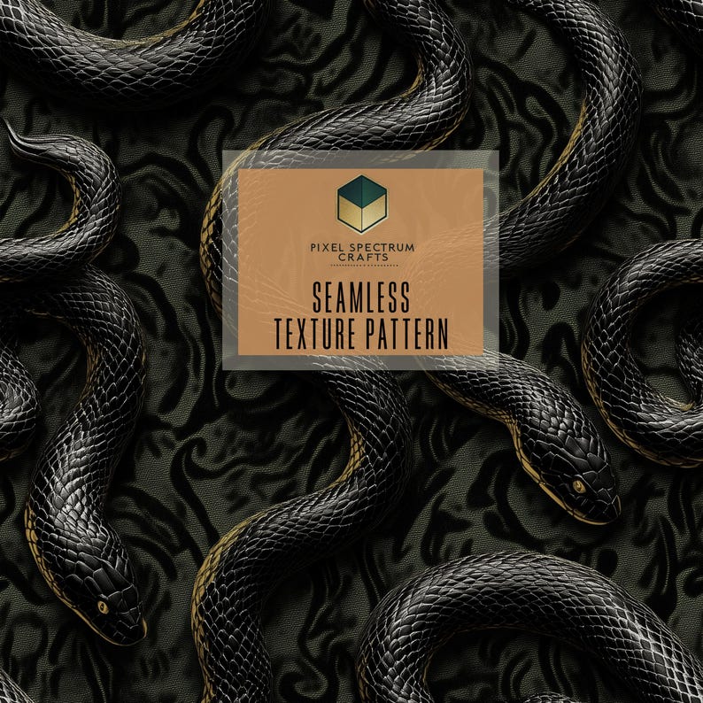 Goth Black Snakes Green Fabric Repeat Seamless Digital Design -for ...