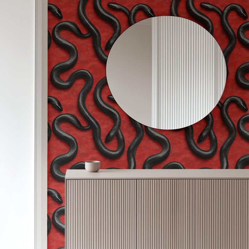 Goth Black Snakes on Red Fabric Seamless Pattern (digital Download) - Etsy