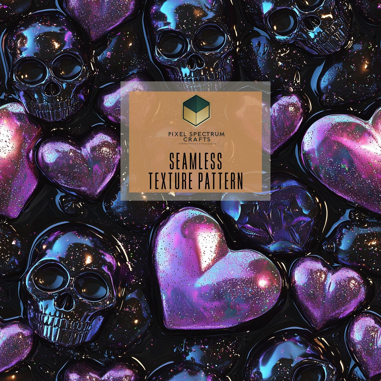 Pastel Goth Valentine Heart & Skull Repeat Seamless Digital Design ...