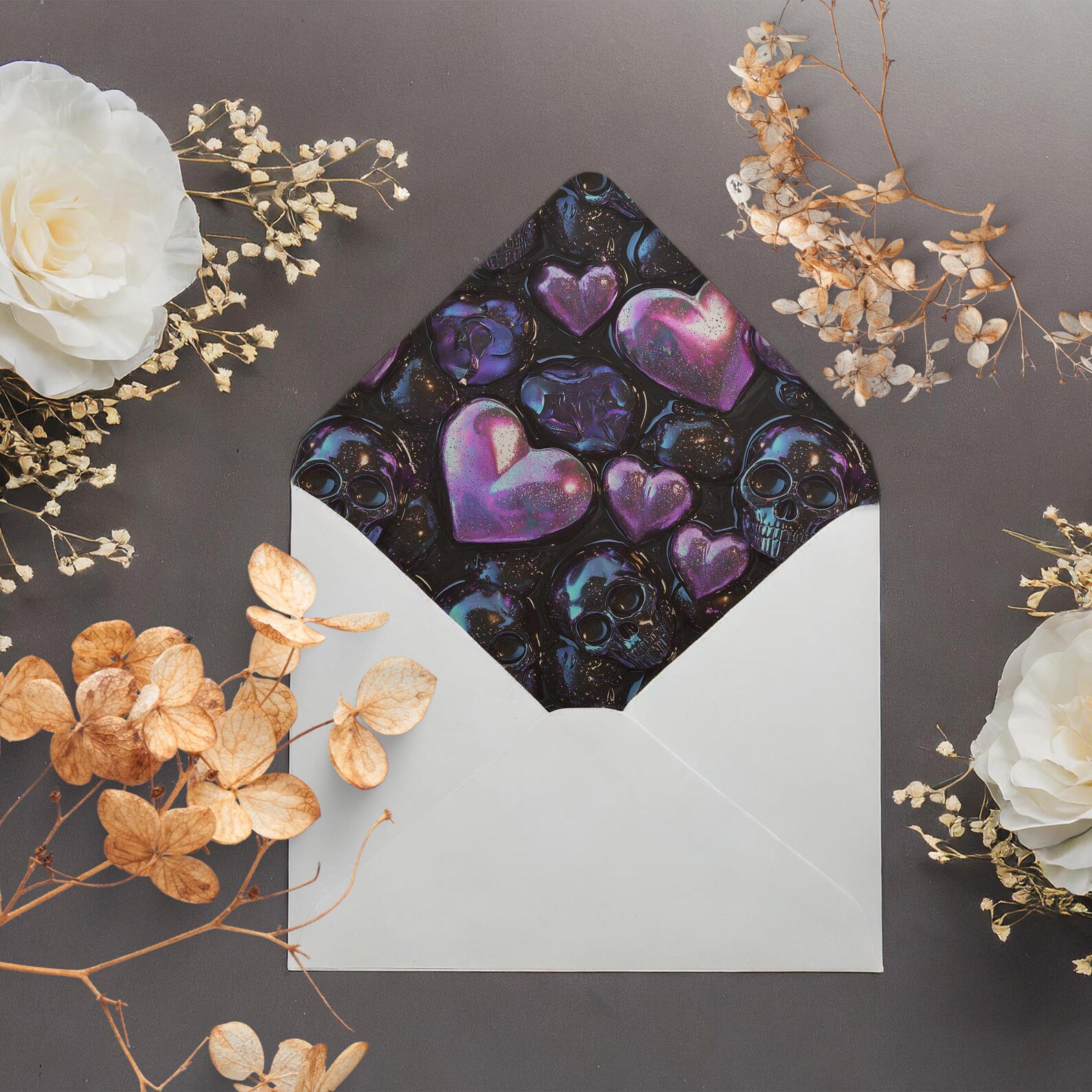 Pastel Goth Valentine Heart & Skull Repeat Seamless Digital Design ...