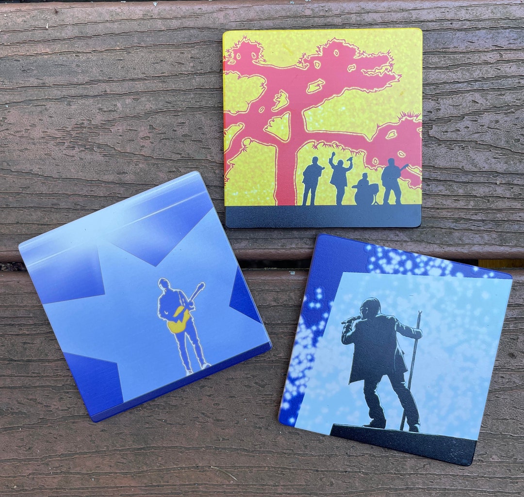 Set of Three U2 Fan Art Wood Coasters - Etsy