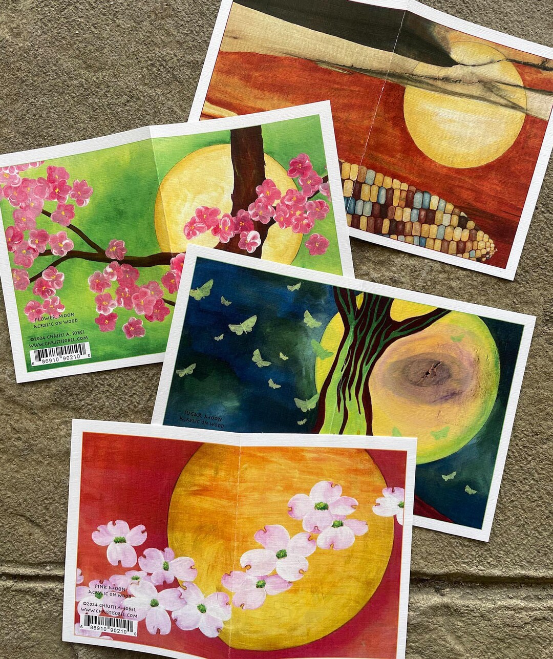 Full Moons: Set of 4 Blank Note Cards With Envelopes - Etsy