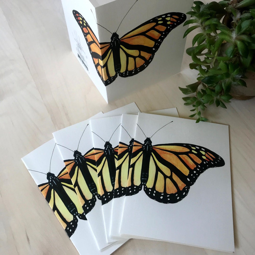 6 Monarch Butterfly Blank Cards - Etsy