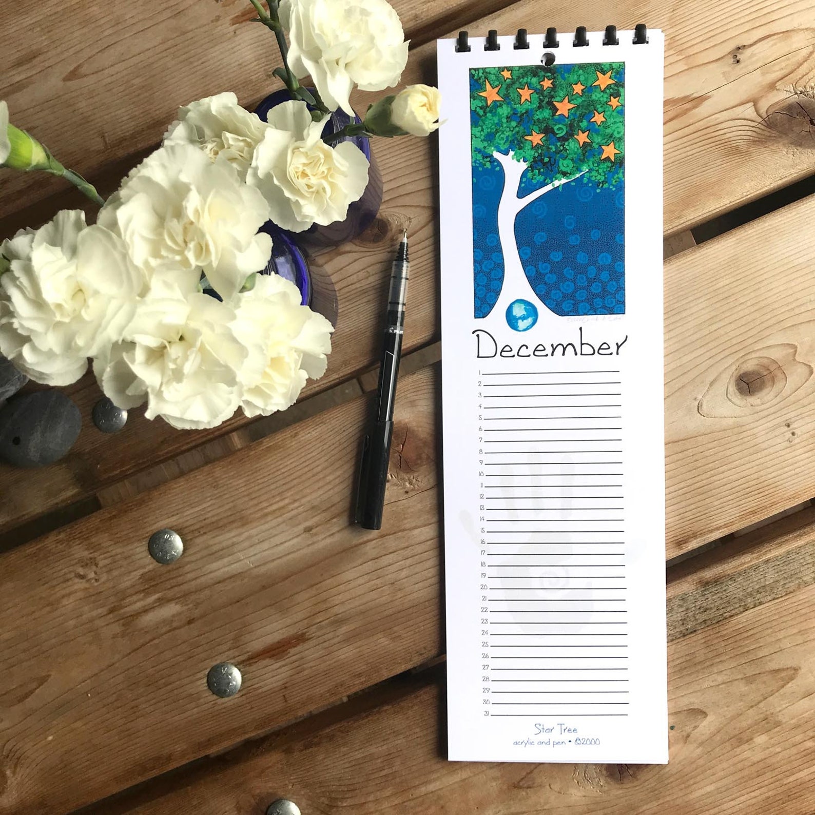 Perpetual Birthday Wall Calendar Trees and Stars - Etsy