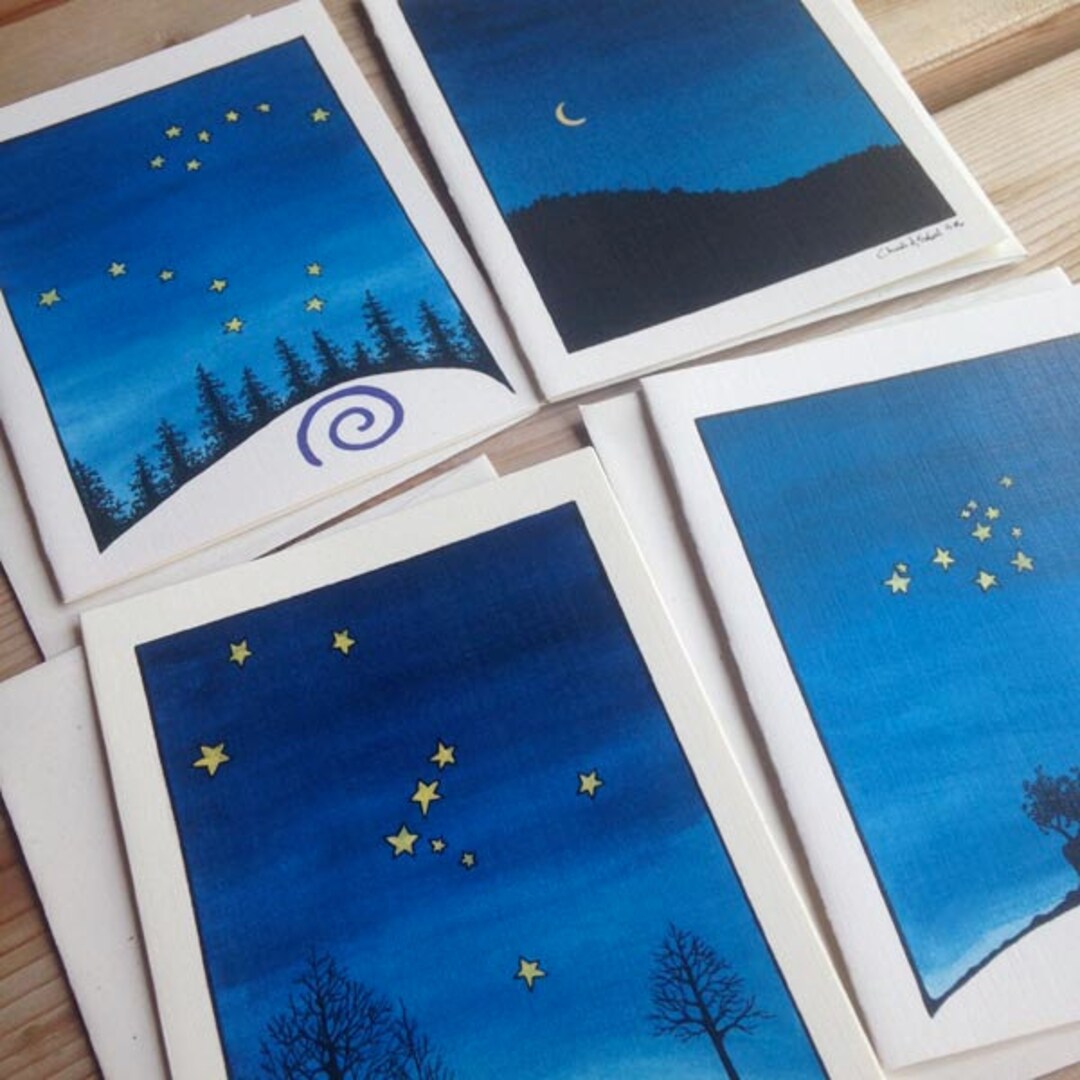 Night Sky Notecards - Set of 4 Blank Cards - Winter Favorites! - Etsy