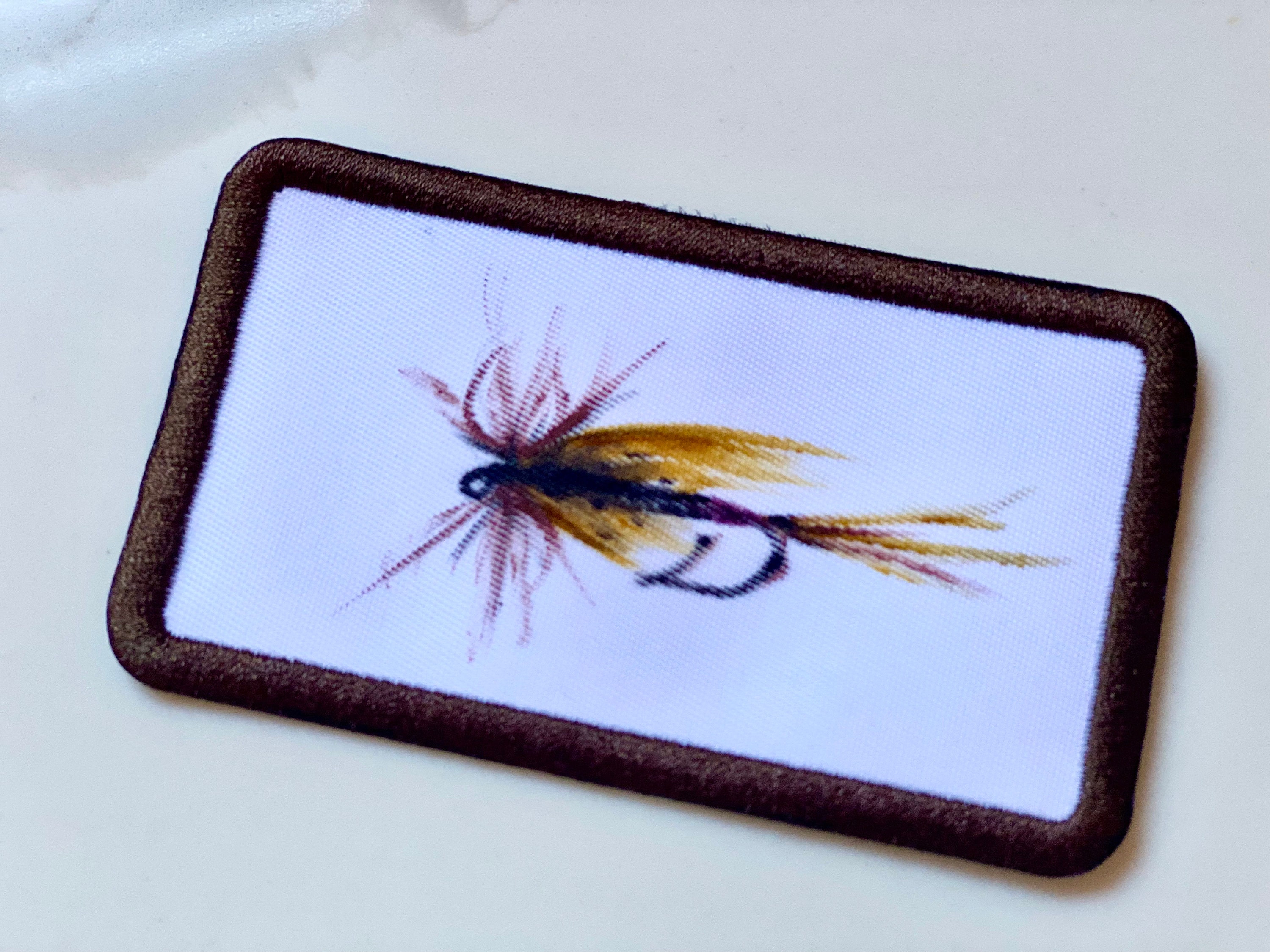 Handpainted Fly Fishing Patch - Rust & Yellow - Etsy