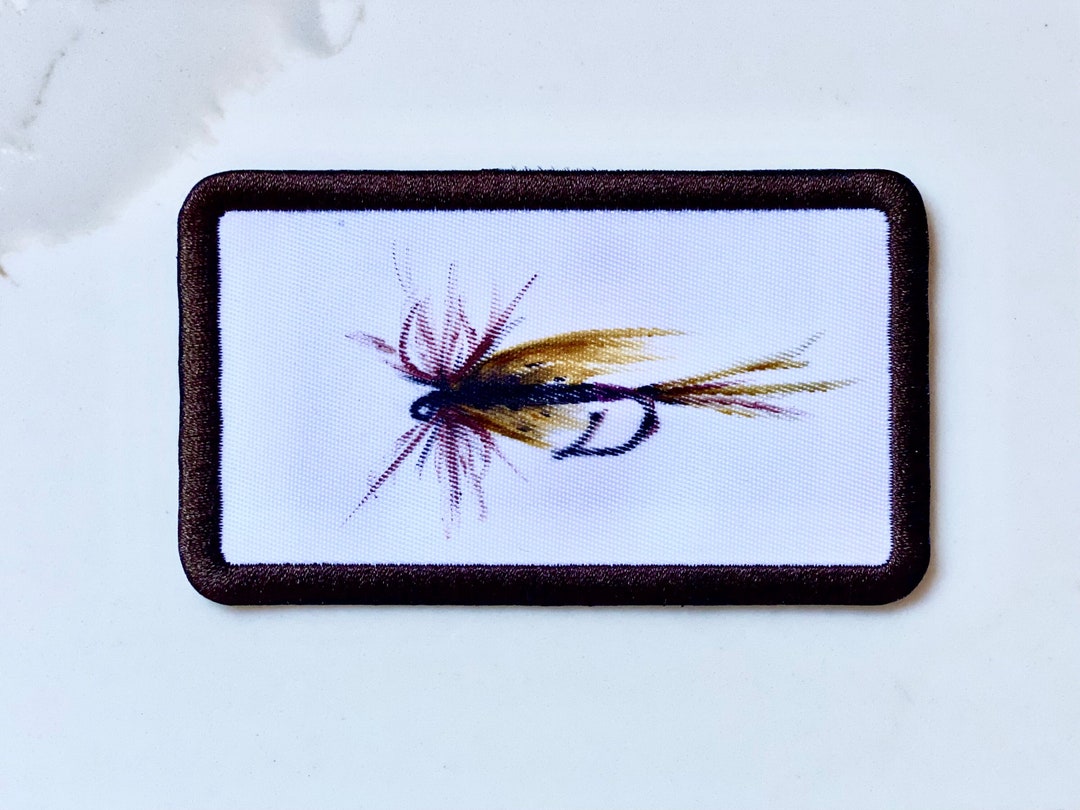 Handpainted Fly Fishing Patch - Rust & Yellow - Etsy
