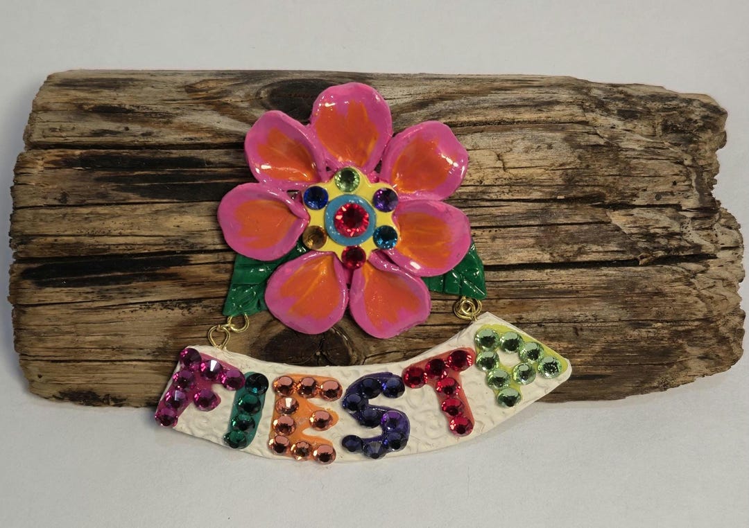 Fiesta Pin. Flower Pin. Fiesta Brooch. Fun Pin. Party Pin. Fiesta ...