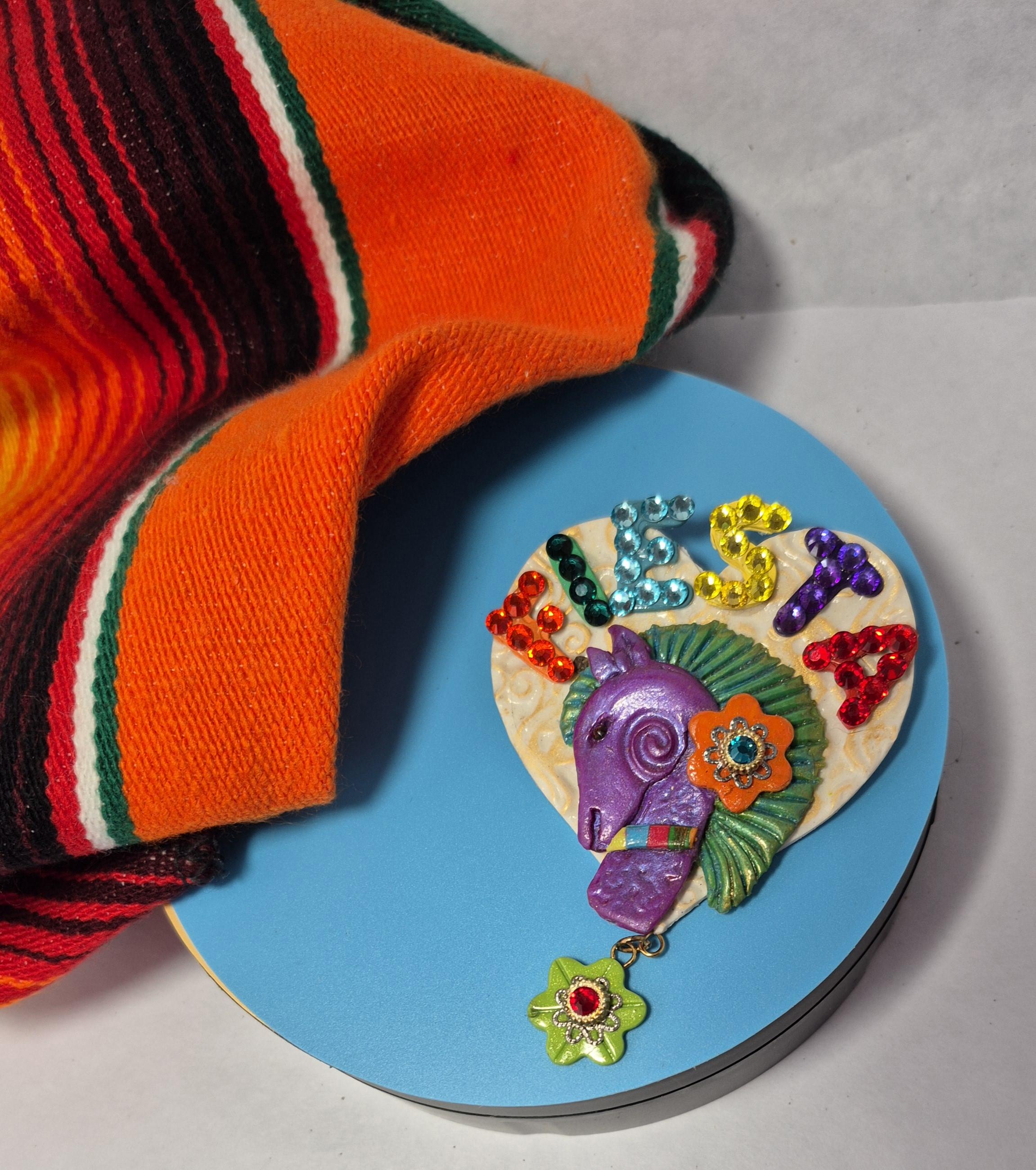 Fiesta Pin. Fiesta Medal. San Antonio Fiesta Jewelry. Purple Horse Pin ...