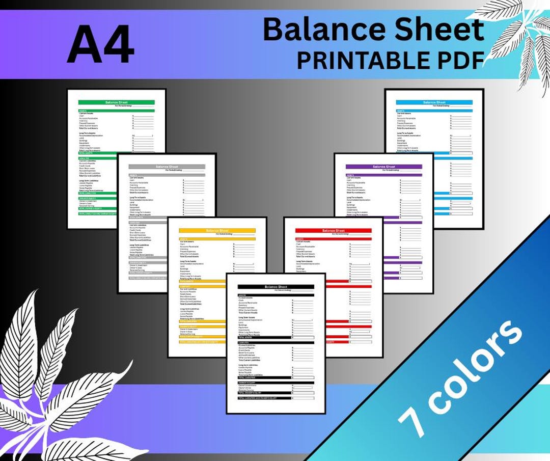 Balance Sheet | Printable Balance Sheet - Etsy