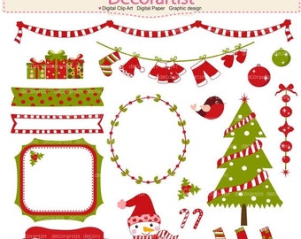 Christmas bunting banners. Digital Christmas Borders Clip art | Etsy