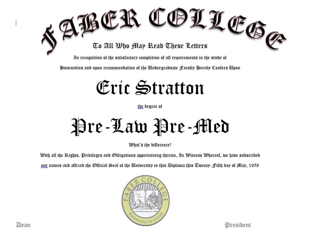Faber College Diploma Customizable Animal House - Etsy