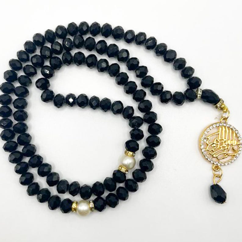 Black Crystal Islamic Prayer Beads: 99 Bead Misbaha Tasbeeh - Etsy