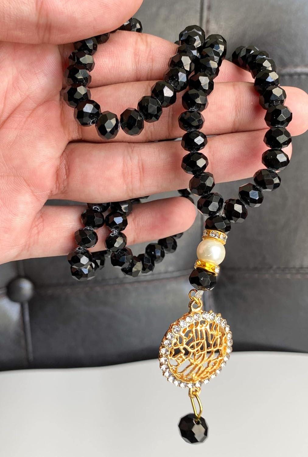 Black Crystal Islamic Prayer Beads: 99 Bead Misbaha Tasbeeh - Etsy