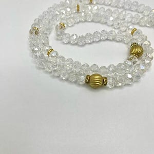 White Translucent Crystal Islamic Prayer Beads With Pendant, 99 Beads ...