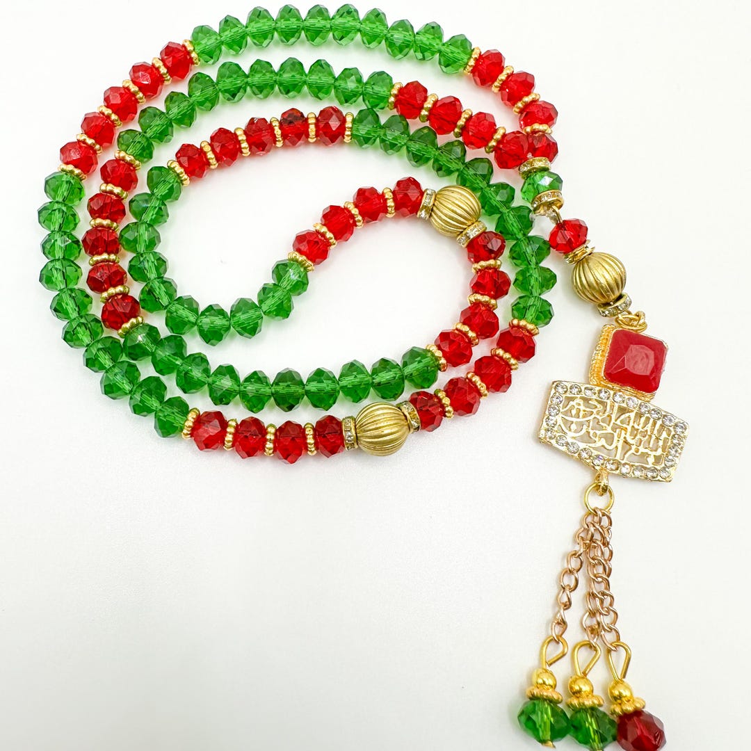 Red and Green Crystal Islamic Prayer Beads - 99 Tasbih Misbaha - Etsy