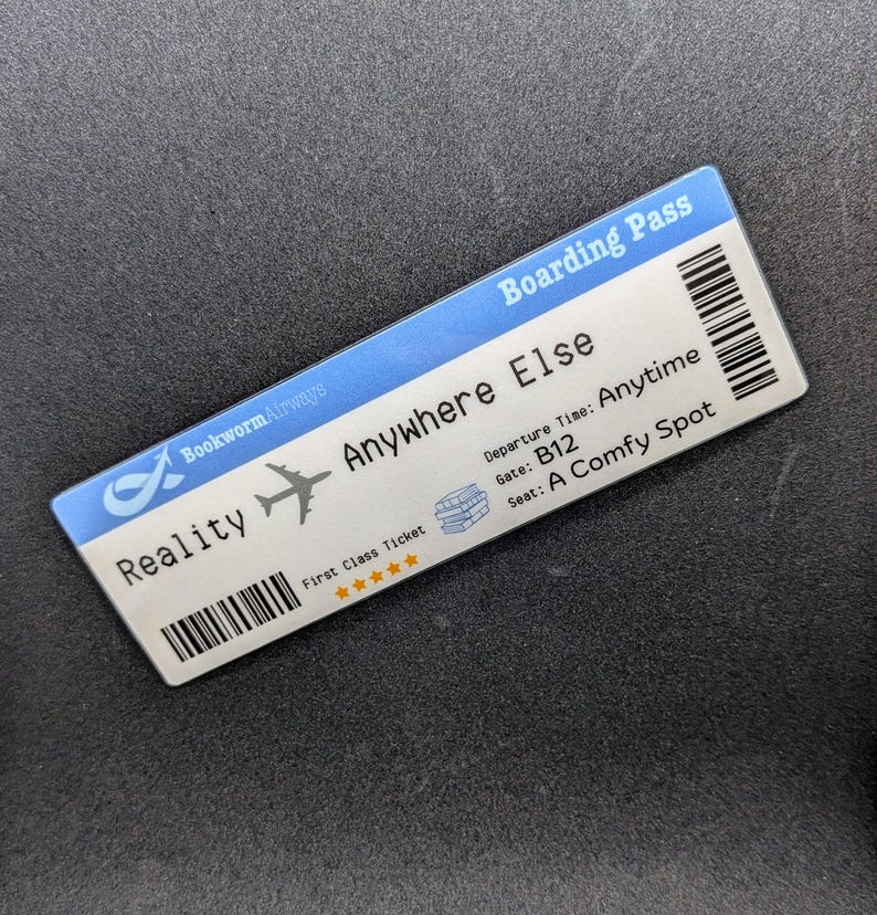 Bookmark | Plane Ticket, Book Ticket - Etsy