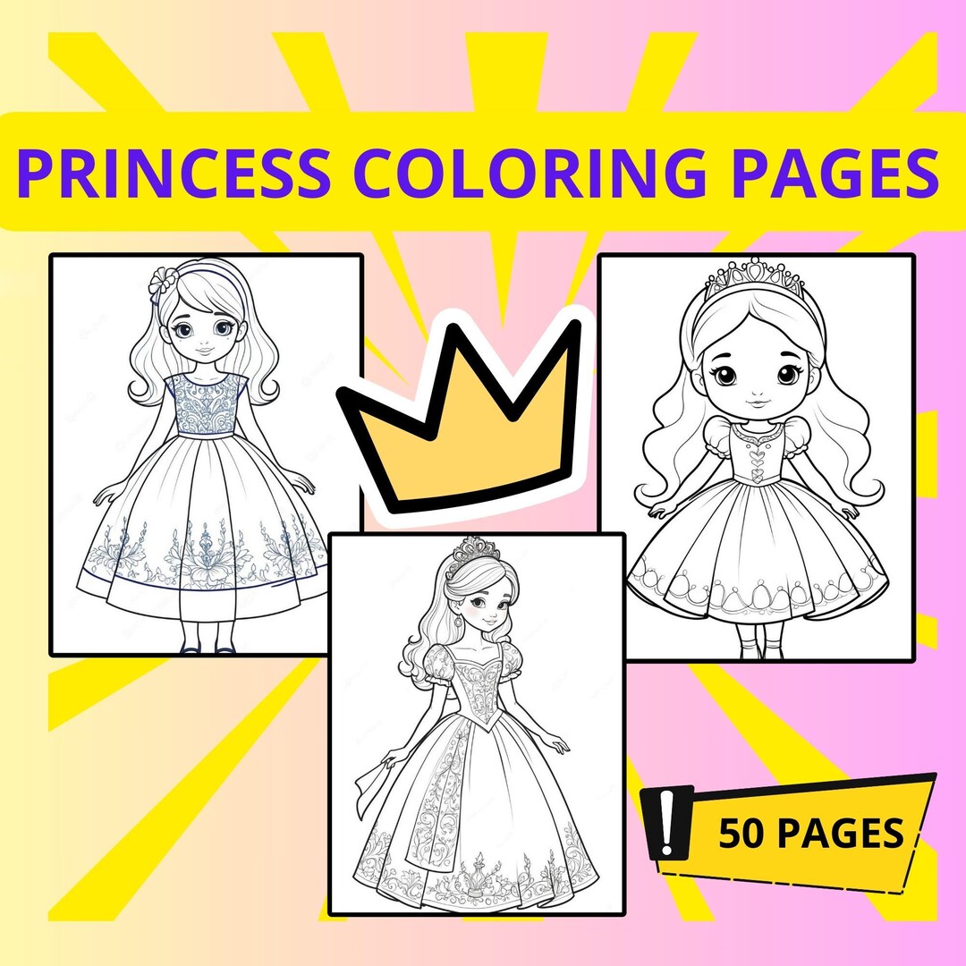 Princess Coloring Pages - Etsy
