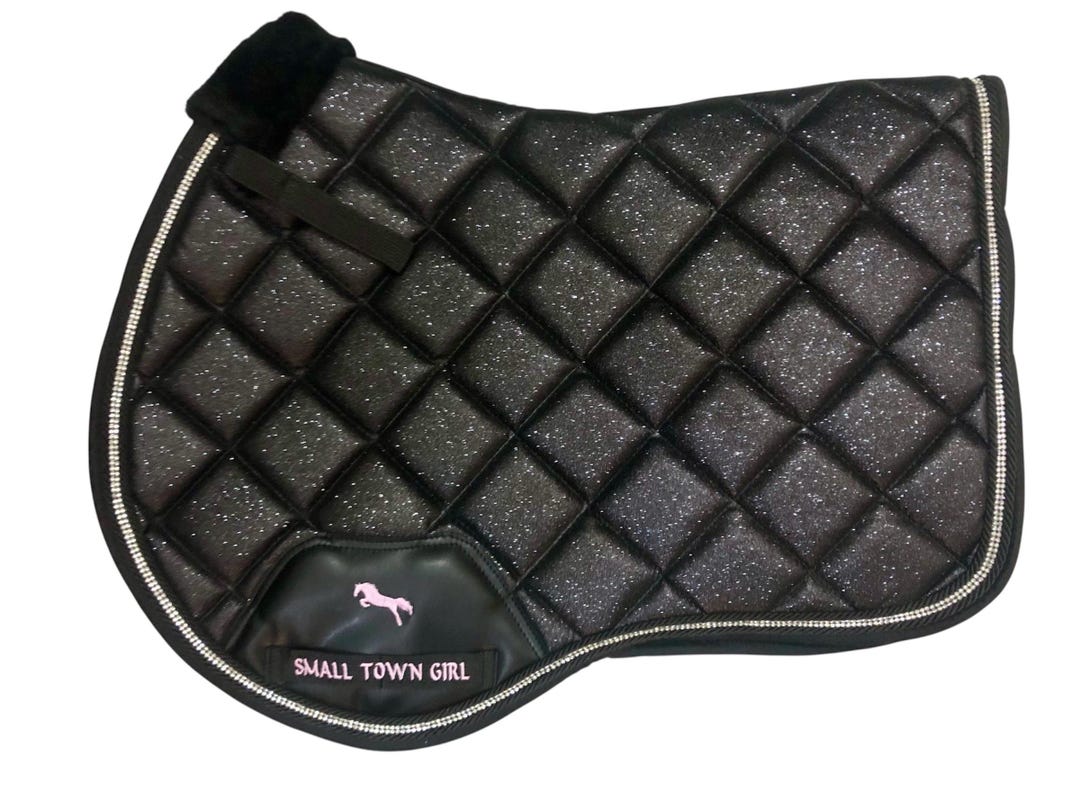 Black Glitter & Rhinestone Saddle Pad – Glam Equestrian Style | Small ...