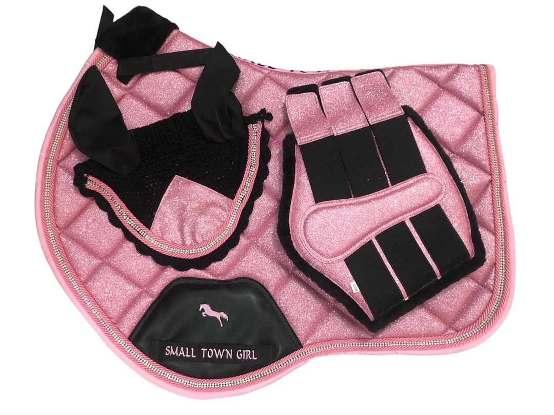 Pink Glitter & Rhinestone Saddle Pad – Glam Equestrian Style | Small ...